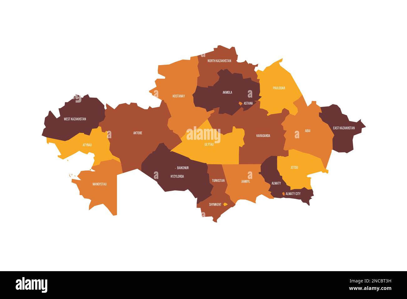 Kazakhstan political map of administrative divisions - regions and ...