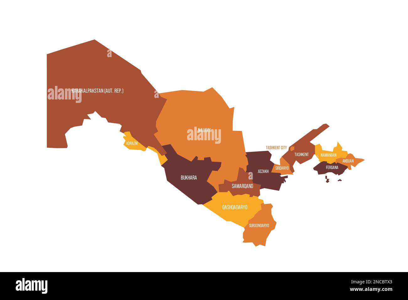 Uzbekistan political map of administrative divisions - regions ...