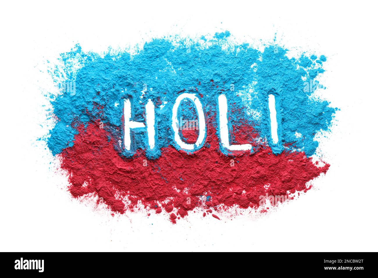 Colorful powders with word Holi on white background, top view Stock ...