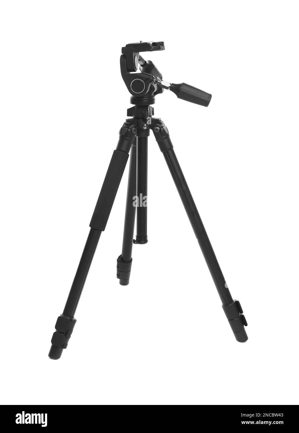 Modern tripod for camera isolated on white Stock Photo - Alamy