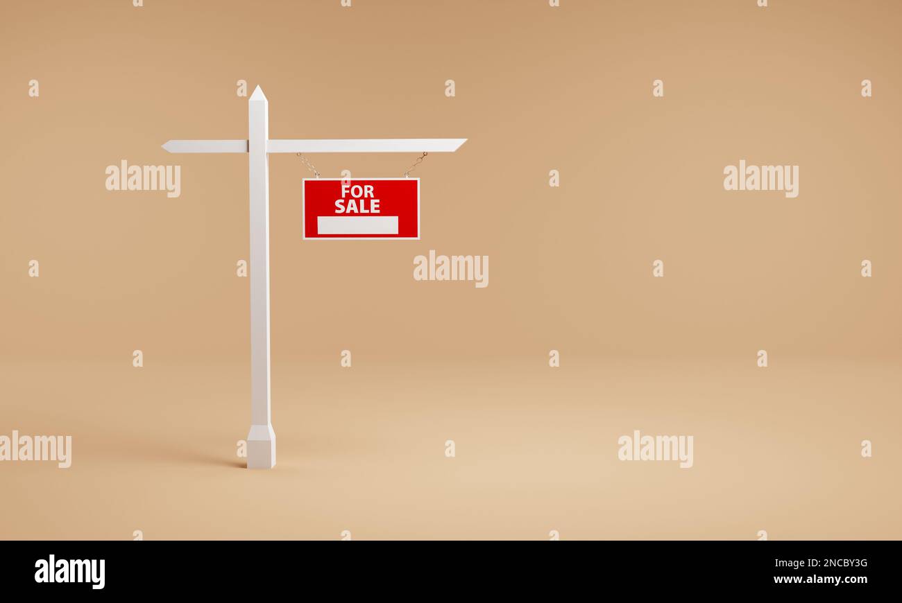 Blank Real Estate Sign mock up with copyspace. Template.. 3d rendering ...