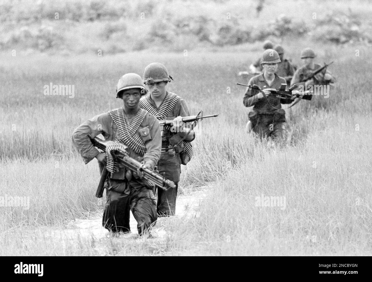 Patroling along the border, a heavily armed team of C company, 1st Batt ...