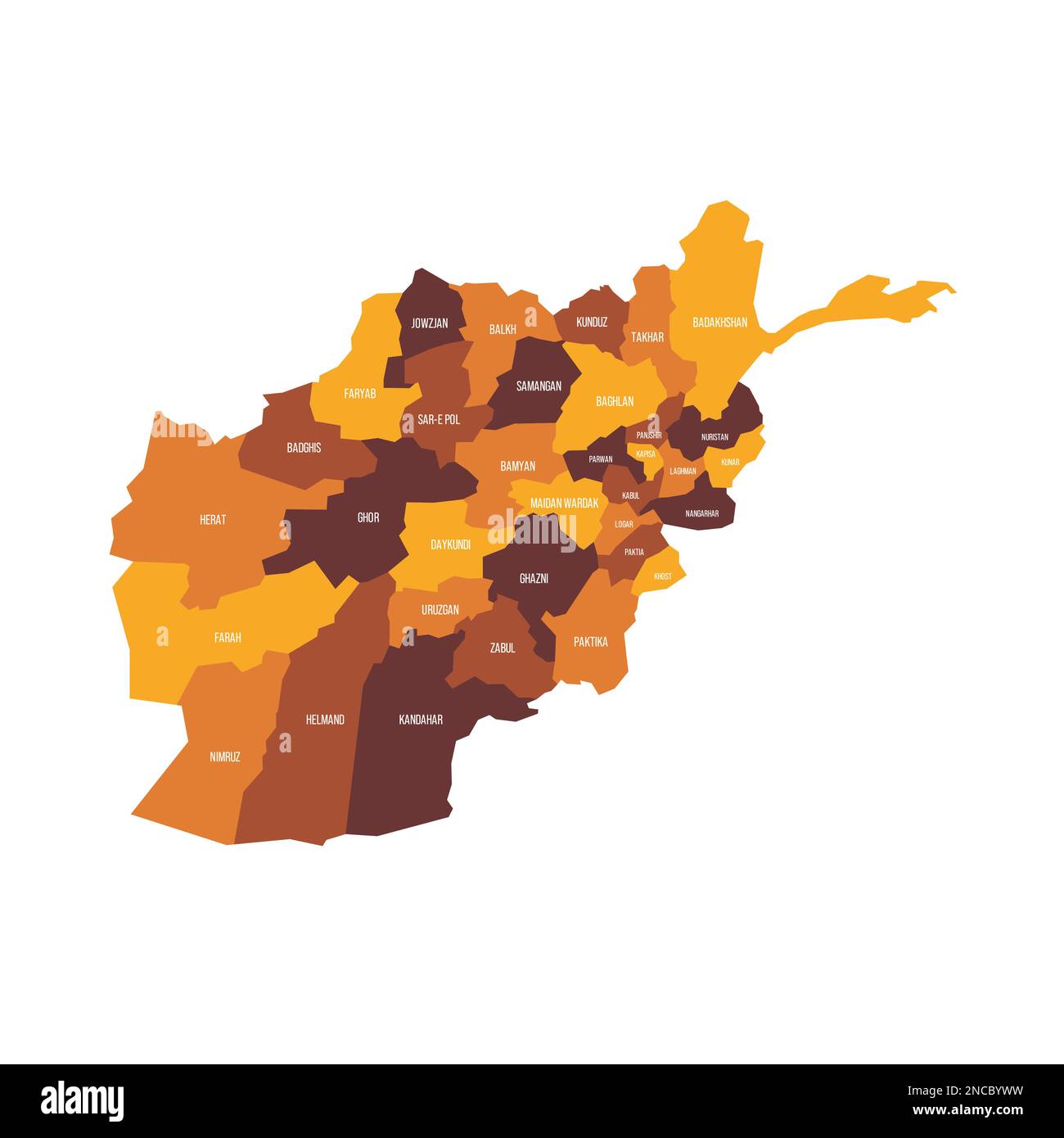 Afghanistan political map of administrative divisions - provinces. Flat ...
