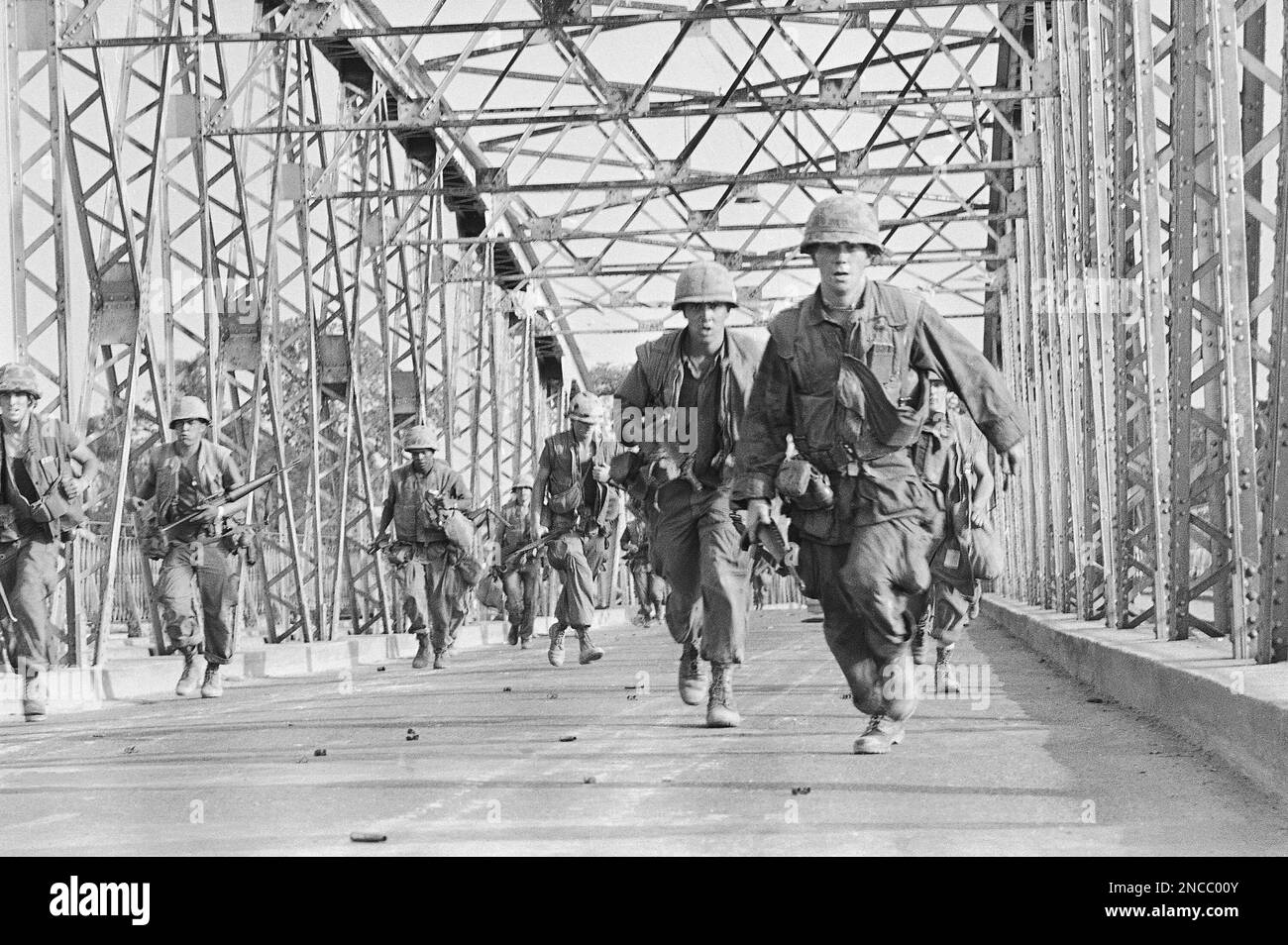 A radioman of a unit of the US 9th infantry division operating in the ...