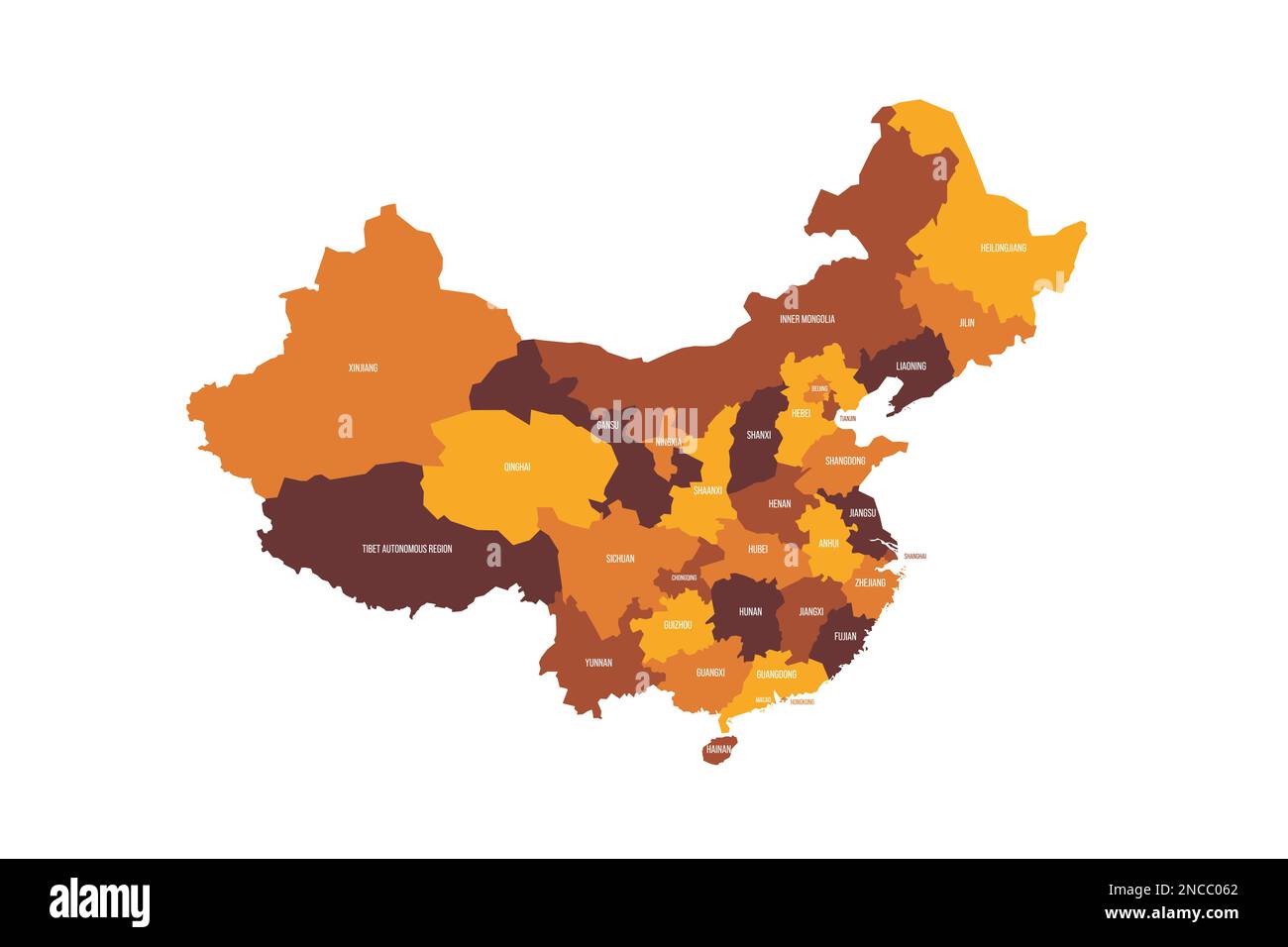 China political map of administrative divisions - provinces, autonomous ...