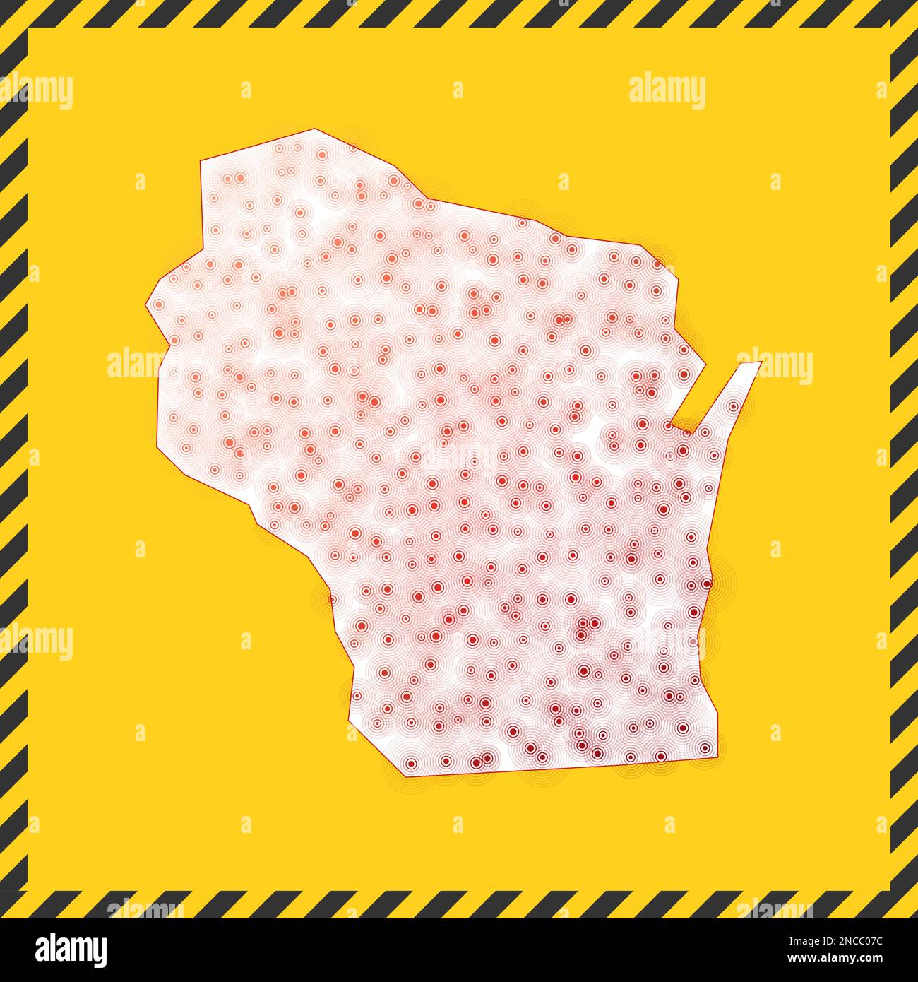 Wisconsin closed - virus danger sign. Lockdown US state icon. Black ...