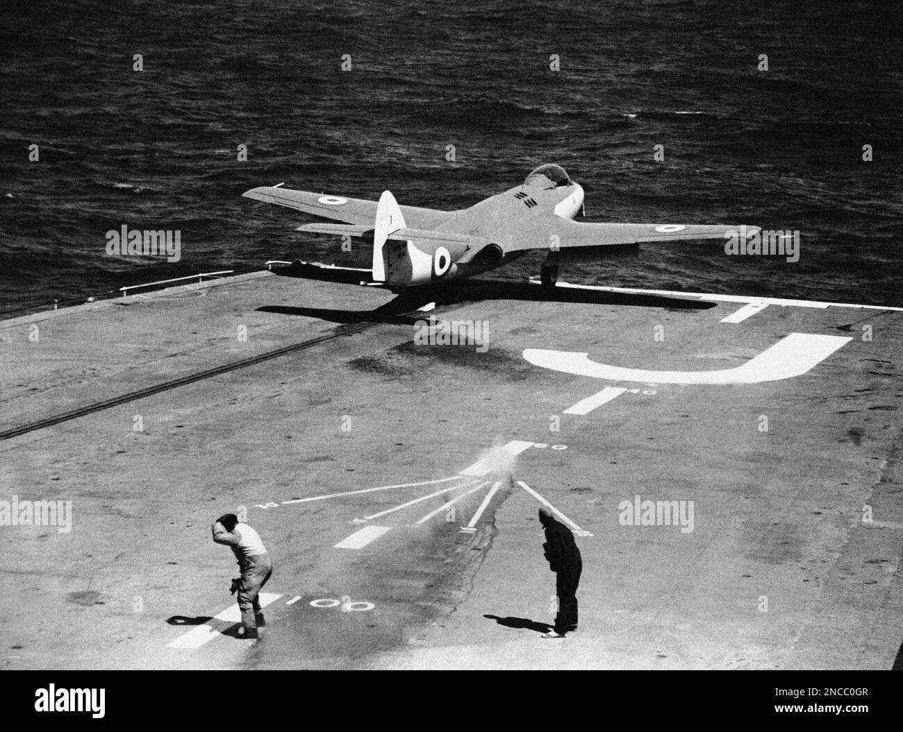 One of the navy’s latest jet fighters, the Sea Hawk is catapulted from ...