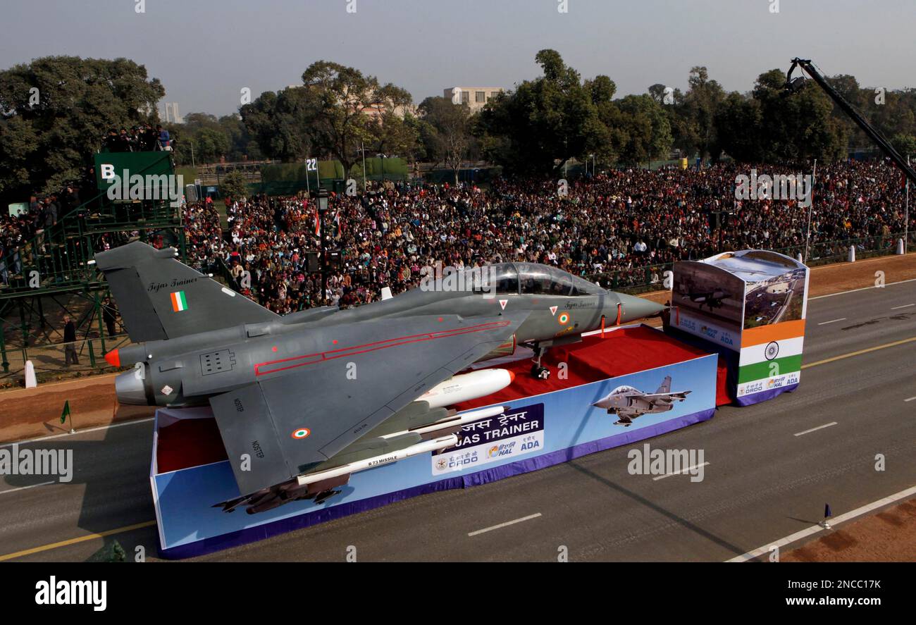 A Tejas, India's first indigenous combat jet, is displayed during the ...