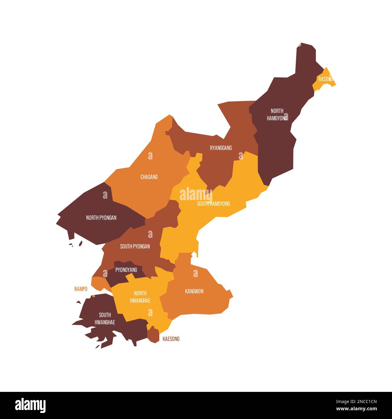 North Korea political map of administrative divisions - provinces. Flat ...