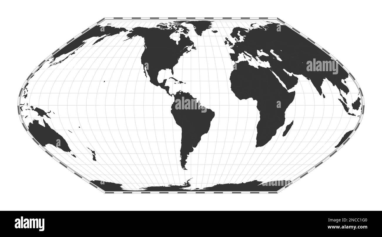 Vector world map. Eckert VI projection. Plain world geographical map ...