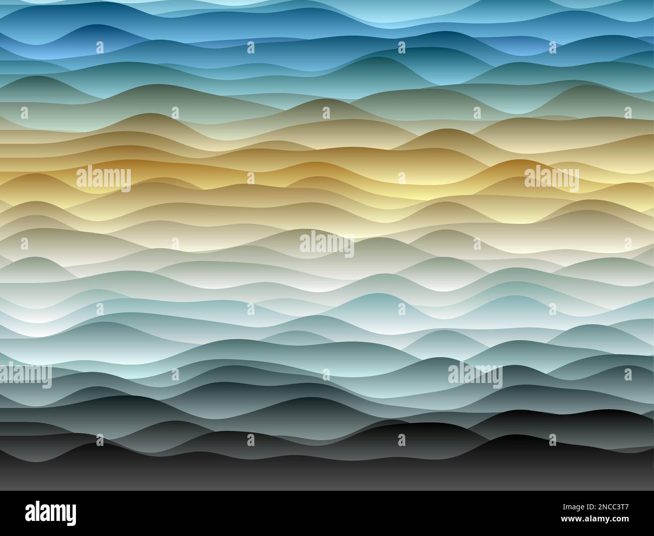 Abstract curves background. Smooth curves with gradients in blue and green colors. Astonishing ...