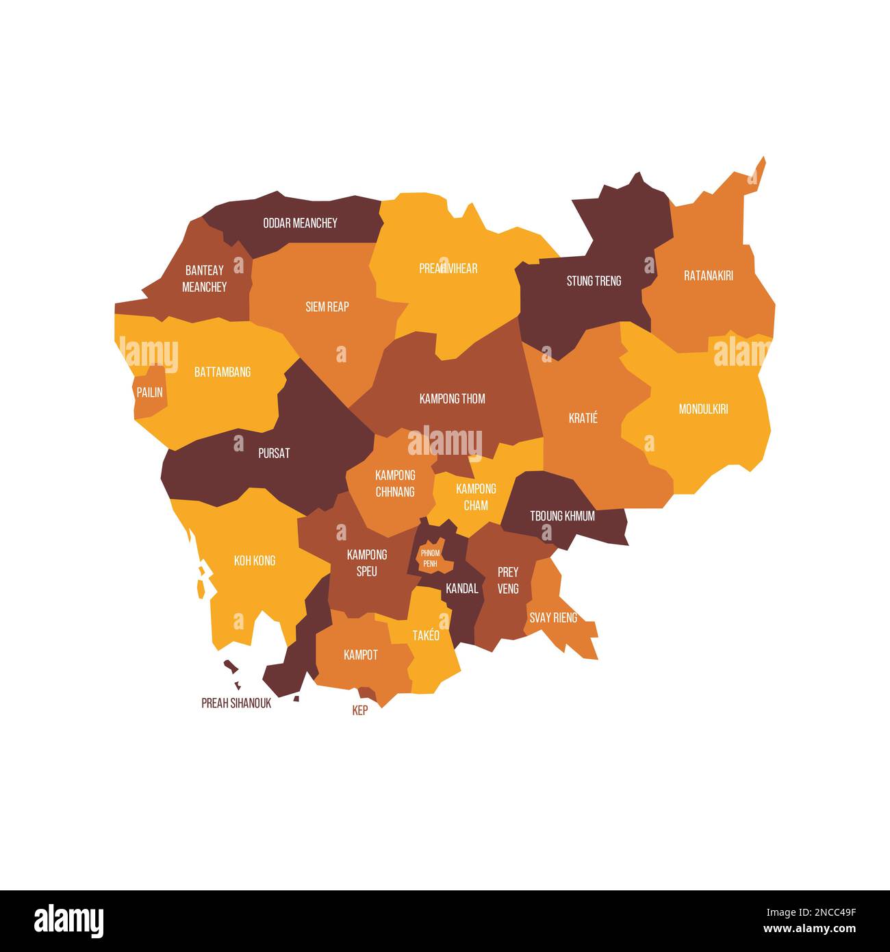 Cambodia political map of administrative divisions - provinces and autonomous municipality of ...