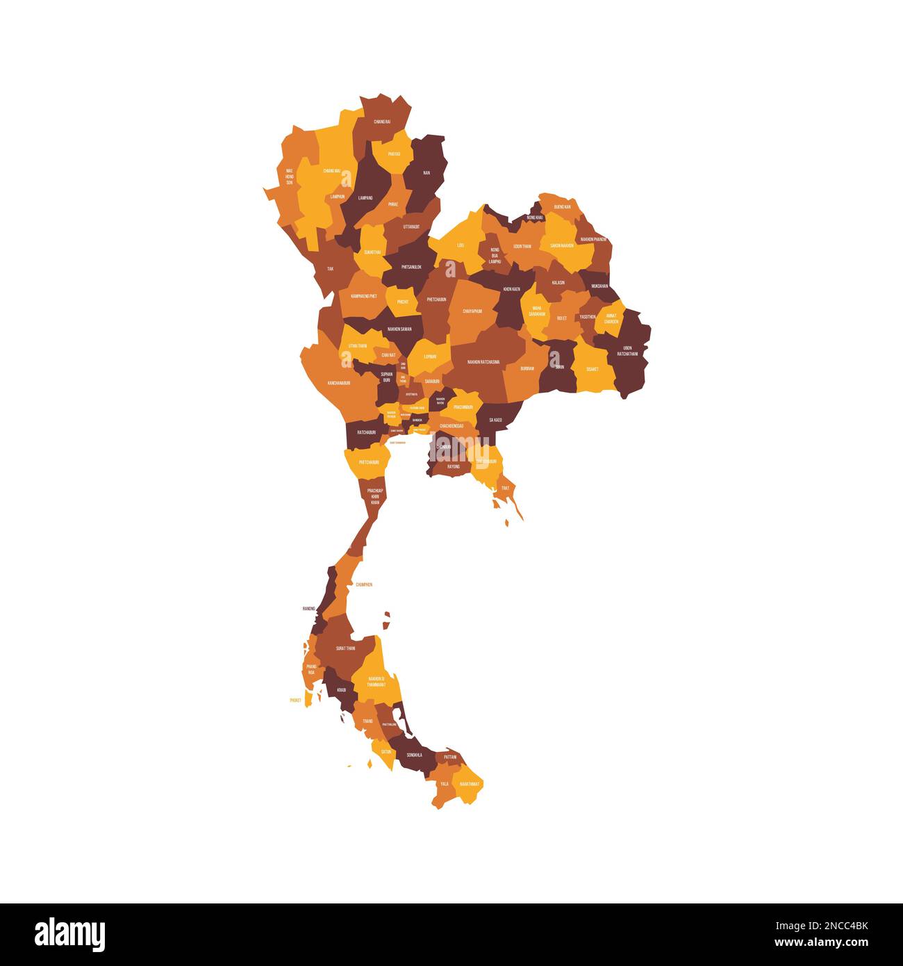 Thailand political map of administrative divisions - provinces. Flat ...