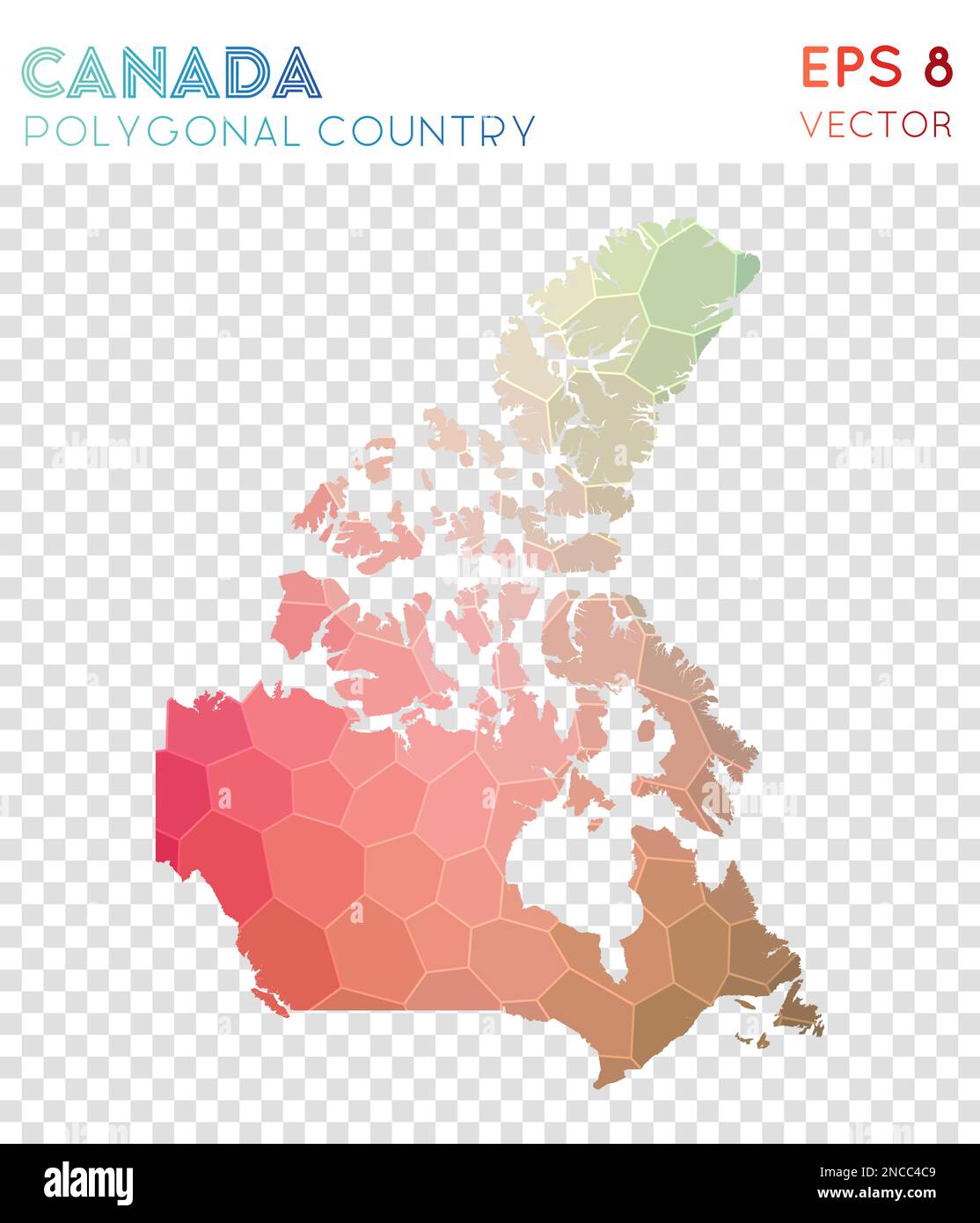 Canada polygonal map, mosaic style country. Cute low poly style, modern ...