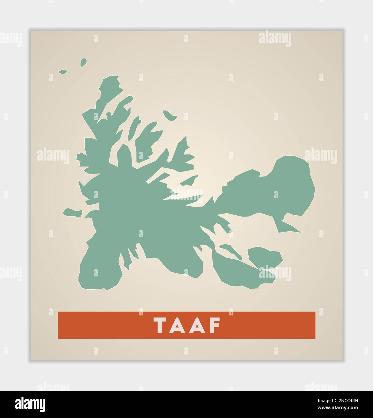 TAAF poster. Map of the country with colorful regions. Shape of TAAF ...