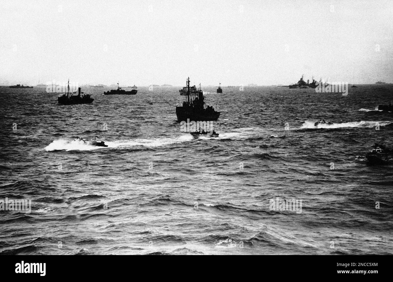 Scene as landing ships and craft of the great armada reached the ...