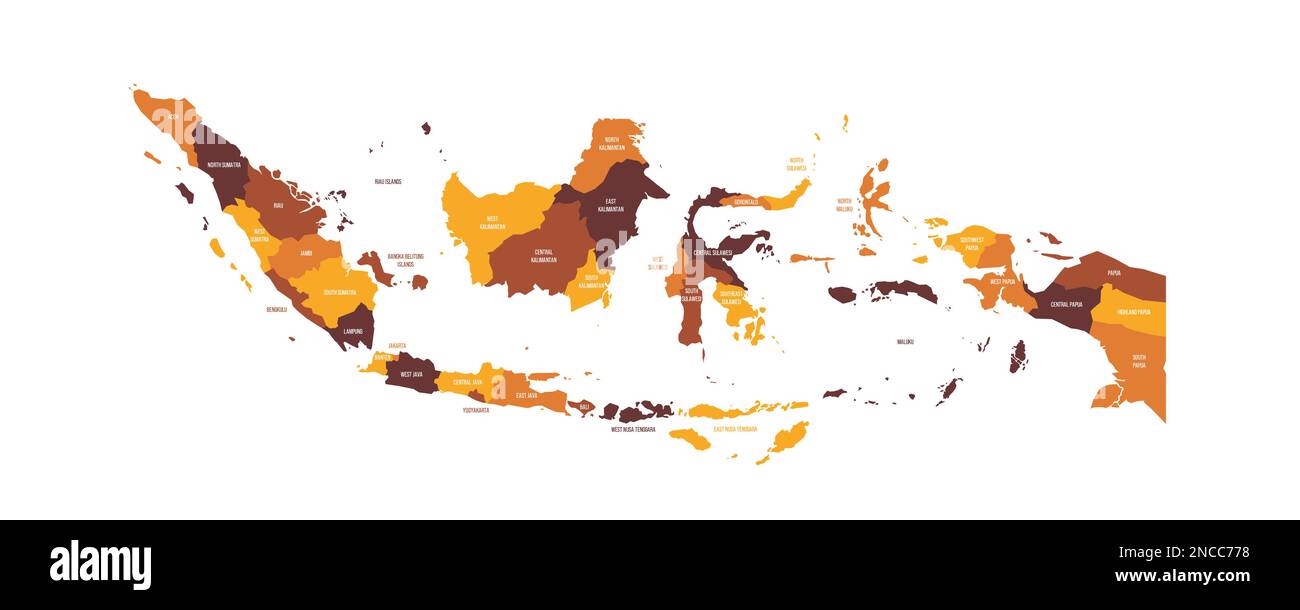 Indonesia political map of administrative divisions - provinces and special regions. Flat vector ...