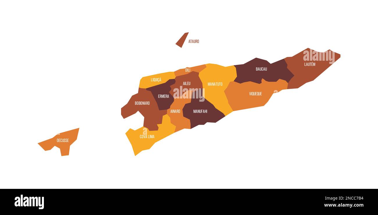 East Timor political map of administrative divisions - municipalities ...