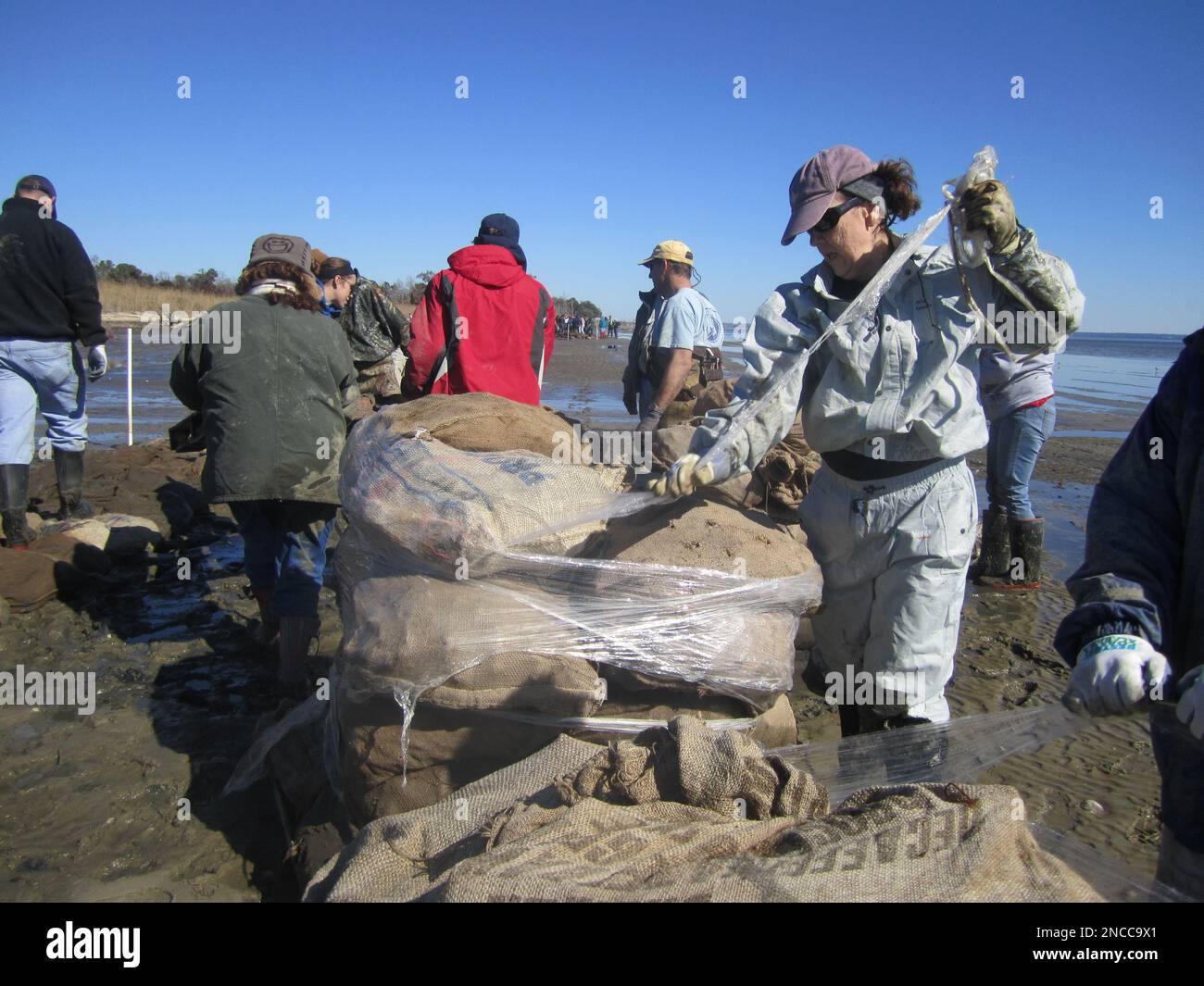 In this photo taken Jan. 22, 2011, volunteer Kim Weems prepares bags of ...
