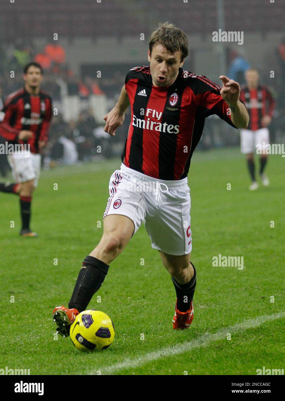 AC Milan forward Antonio Cassano controls the ball during a Serie A ... AC Milan forward Antonio Cassano controls the ball during a Serie A ...