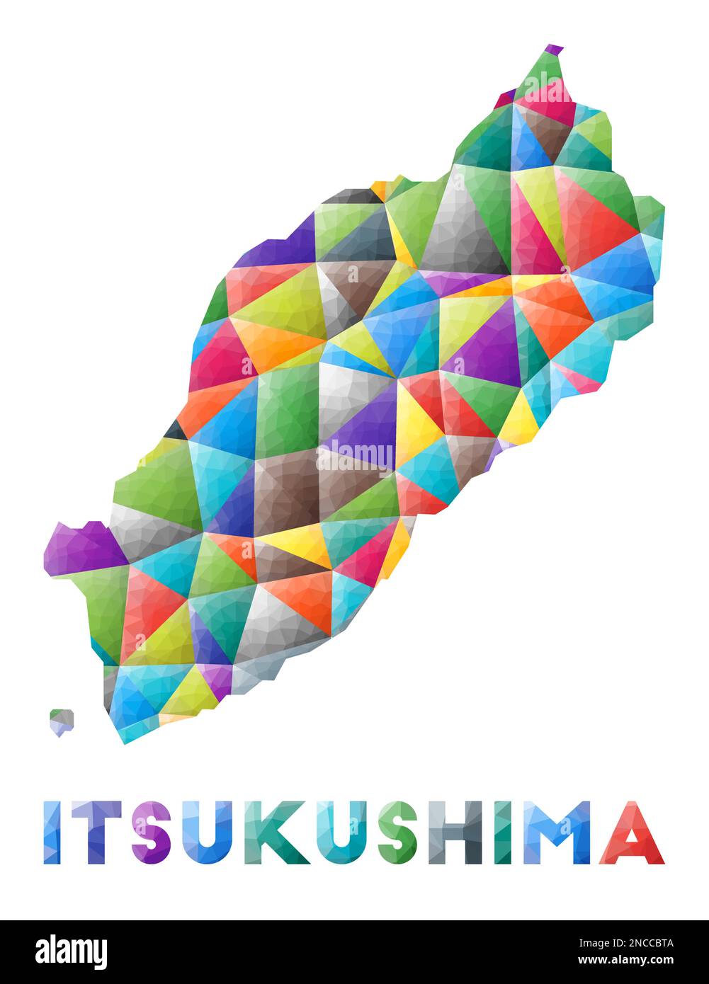 Itsukushima - colorful low poly island shape. Multicolor geometric ...
