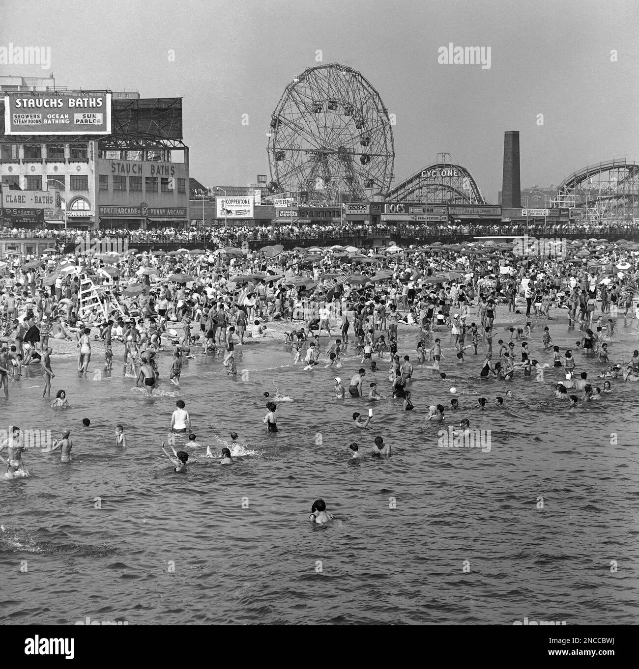 FILE - In this Aug. 1, 1961 file photograph, the Beach at Coney Island ...