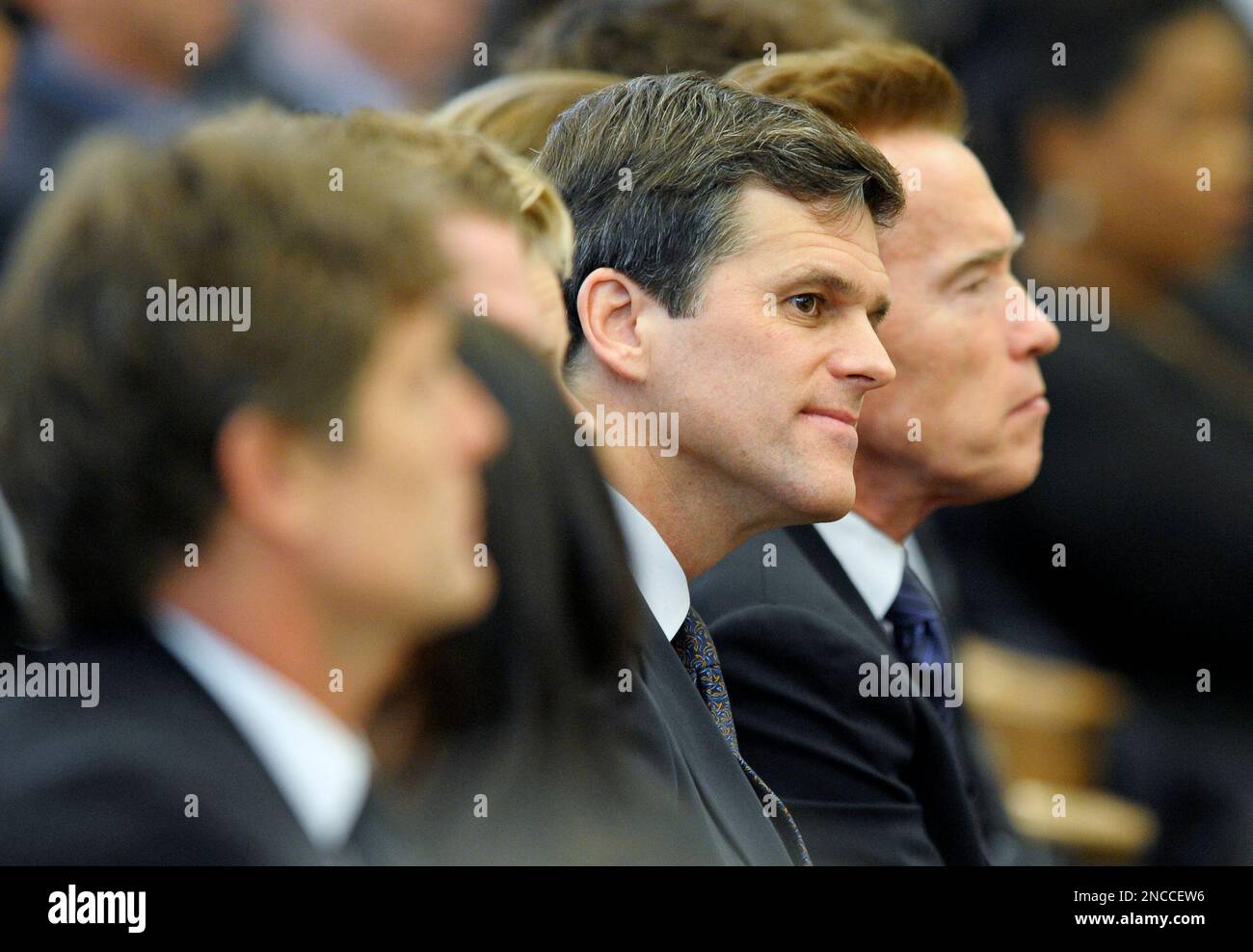 Timothy Shriver, center, with his brother-in-law, former California Gov ...