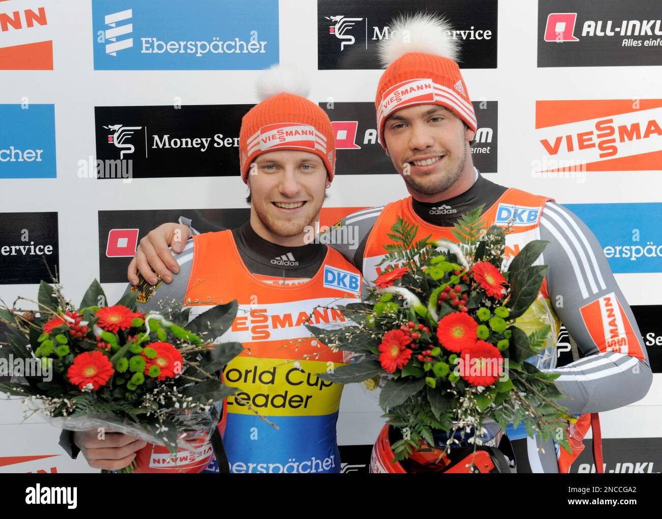 2nd placed Tobias Wendl, right, and Tobias Arlt, left, both of Germany ...