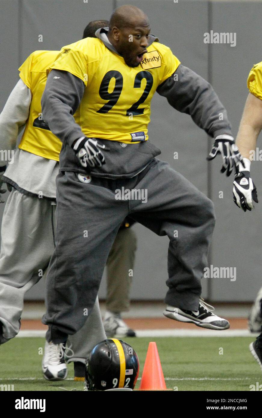 Pittsburgh Steelers linebacker James Harrison (92) reacts during NFL ...