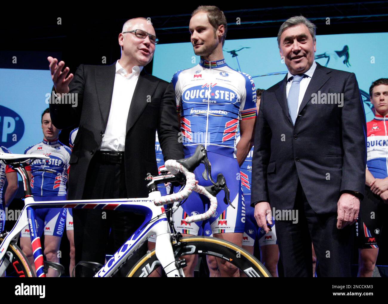 Retired cyclist Eddy Merckx, right, poses with cyclist Tom Boonen from ...