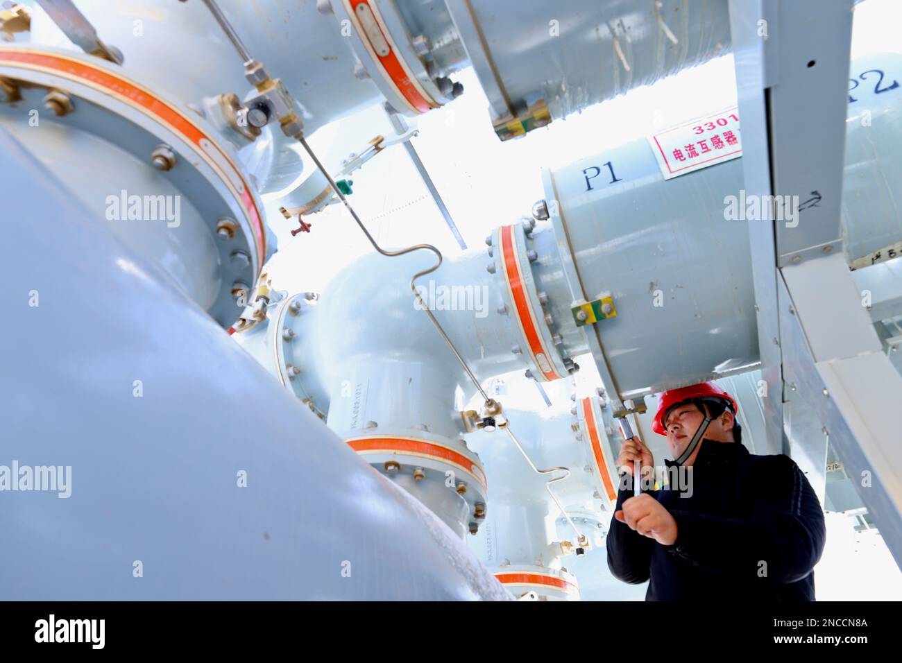 ZHANGYE, CHINA - FEBRUARY 14, 2023 - Workers carry out commissioning ...