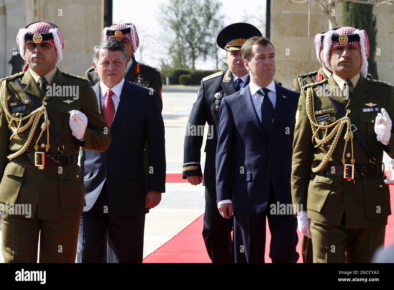 King Abdullah II of Jordan, second from left, and Russian President ...
