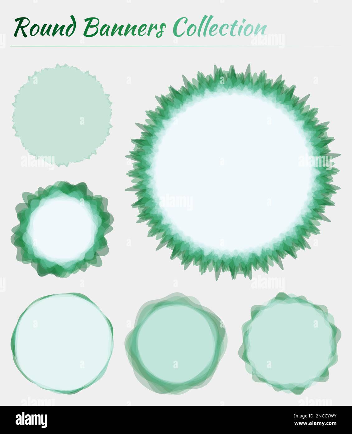 Round logos collection. Circular backgrounds in blue-green colors. Neat ...