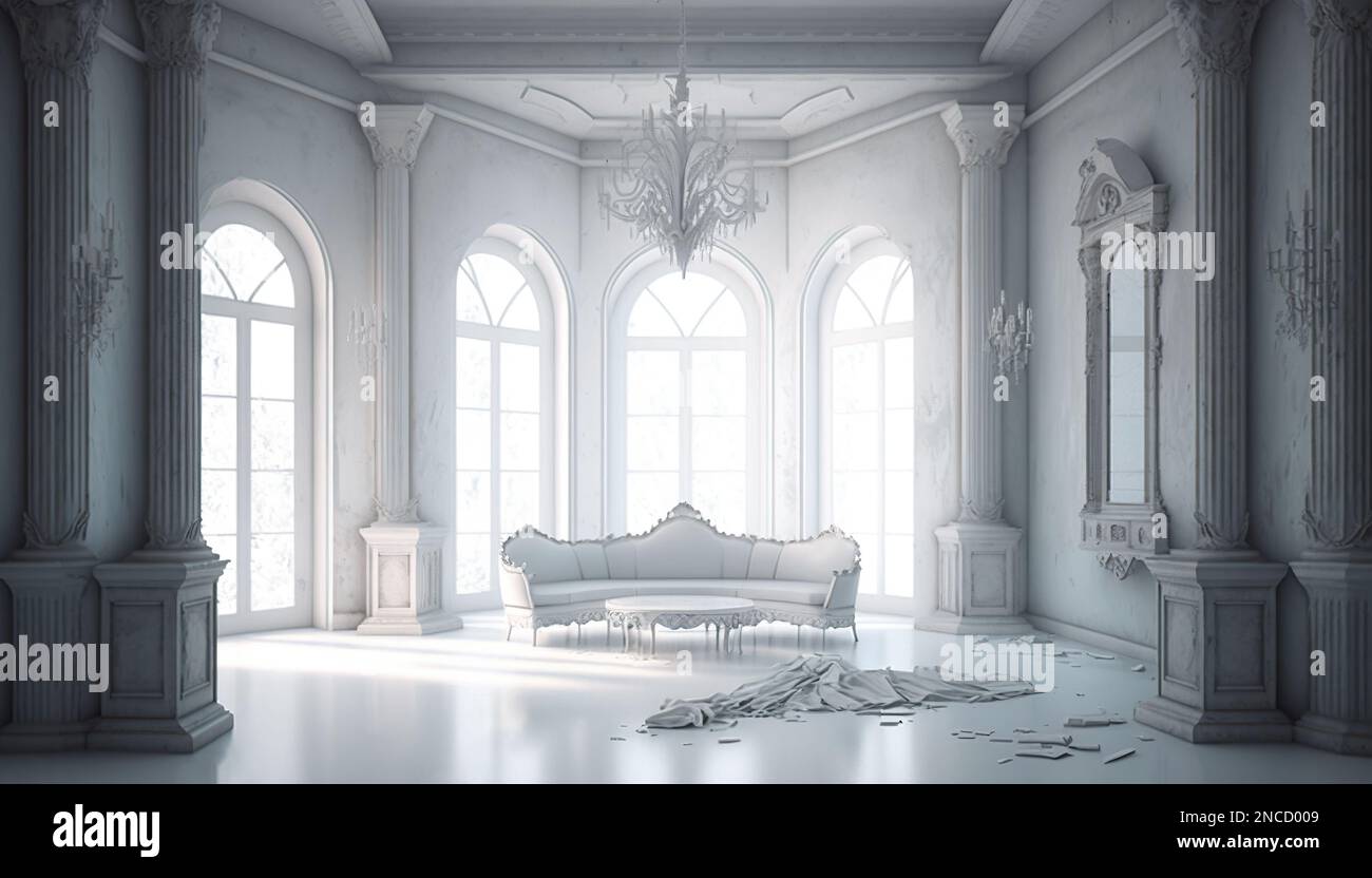 Vintage interior in antique style. 3D render Stock Photo - Alamy