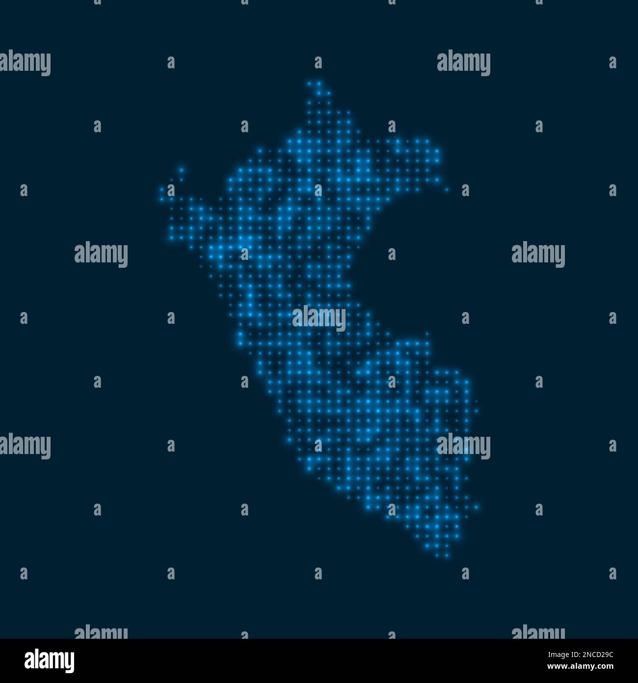 Peru dotted glowing map. Shape of the country with blue bright bulbs ...