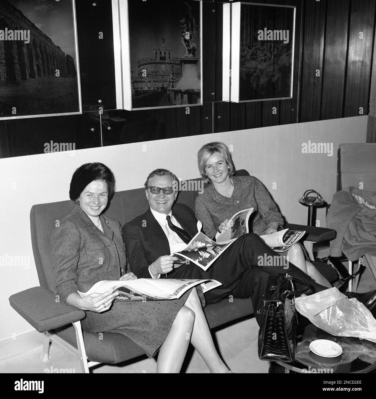 Swedish actress Ingrid Bergman, left, her husband Lars Schmidt, and her ...