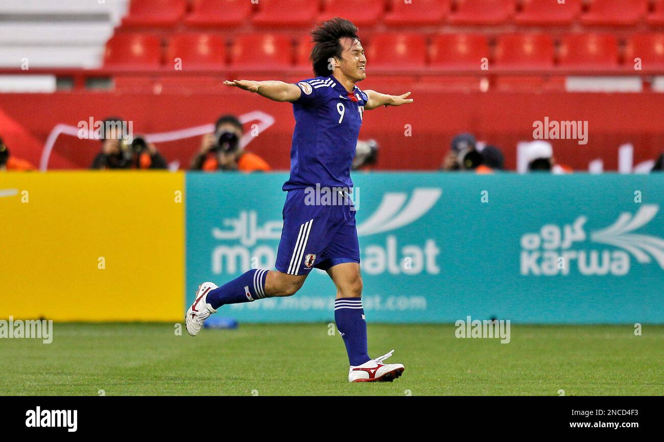 Japan's player Shinji Okazaki celebrates after scoring a goal against ...
