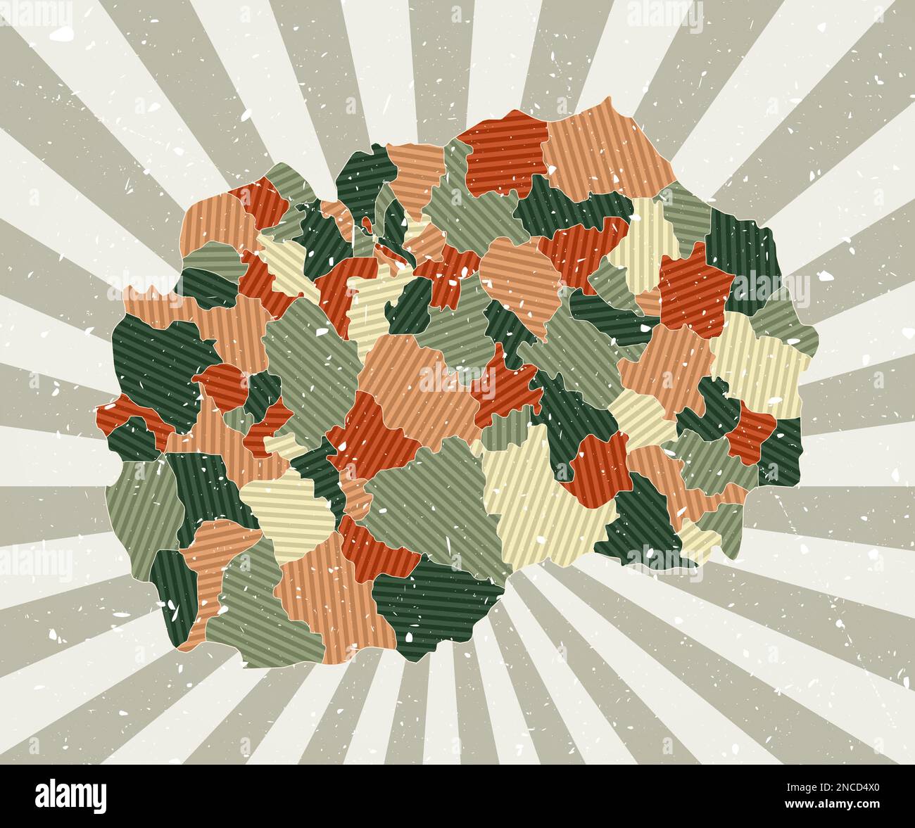 Macedonia Vintage Map Grunge Poster With Map Of The Country In Retro Color Palette Shape Of