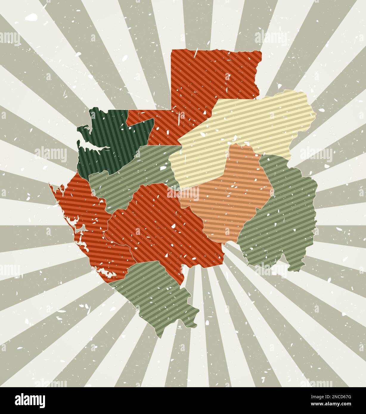 Gabon vintage map. Grunge poster with map of the country in retro color ...