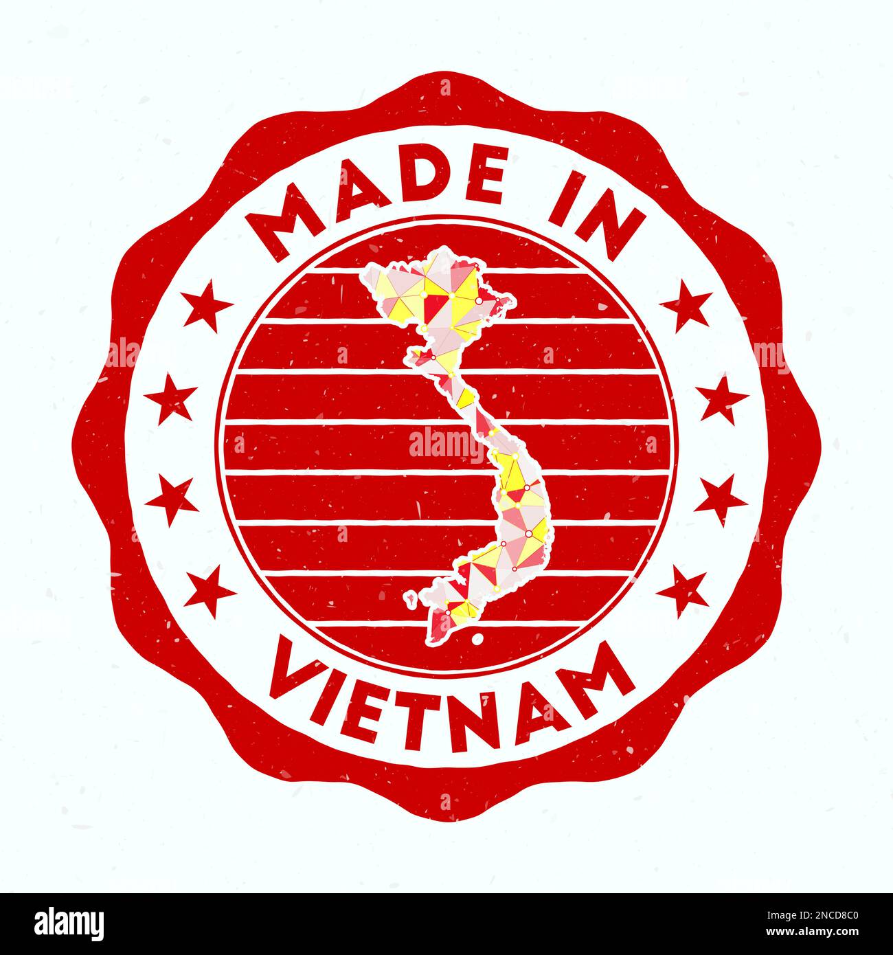Made In Vietnam. Country round stamp. Seal of Vietnam with border shape ...