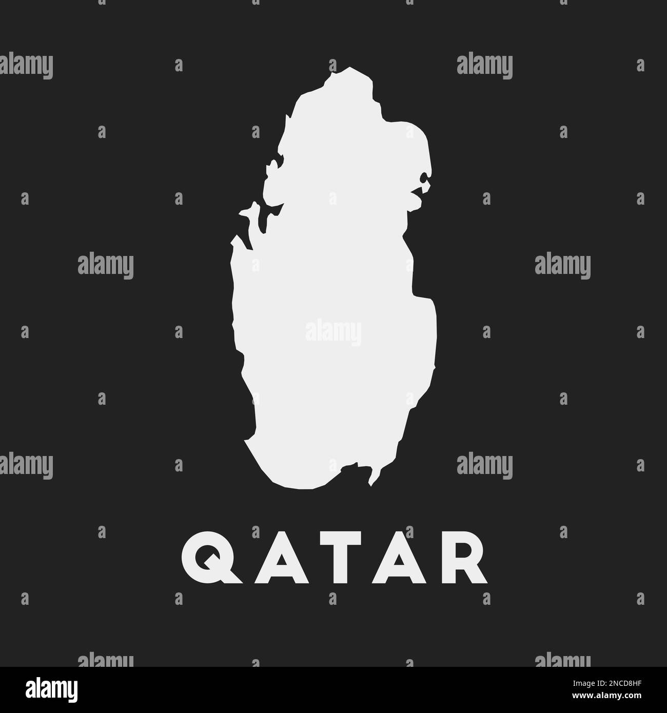 Qatar icon. Country map on dark background. Stylish Qatar map with ...