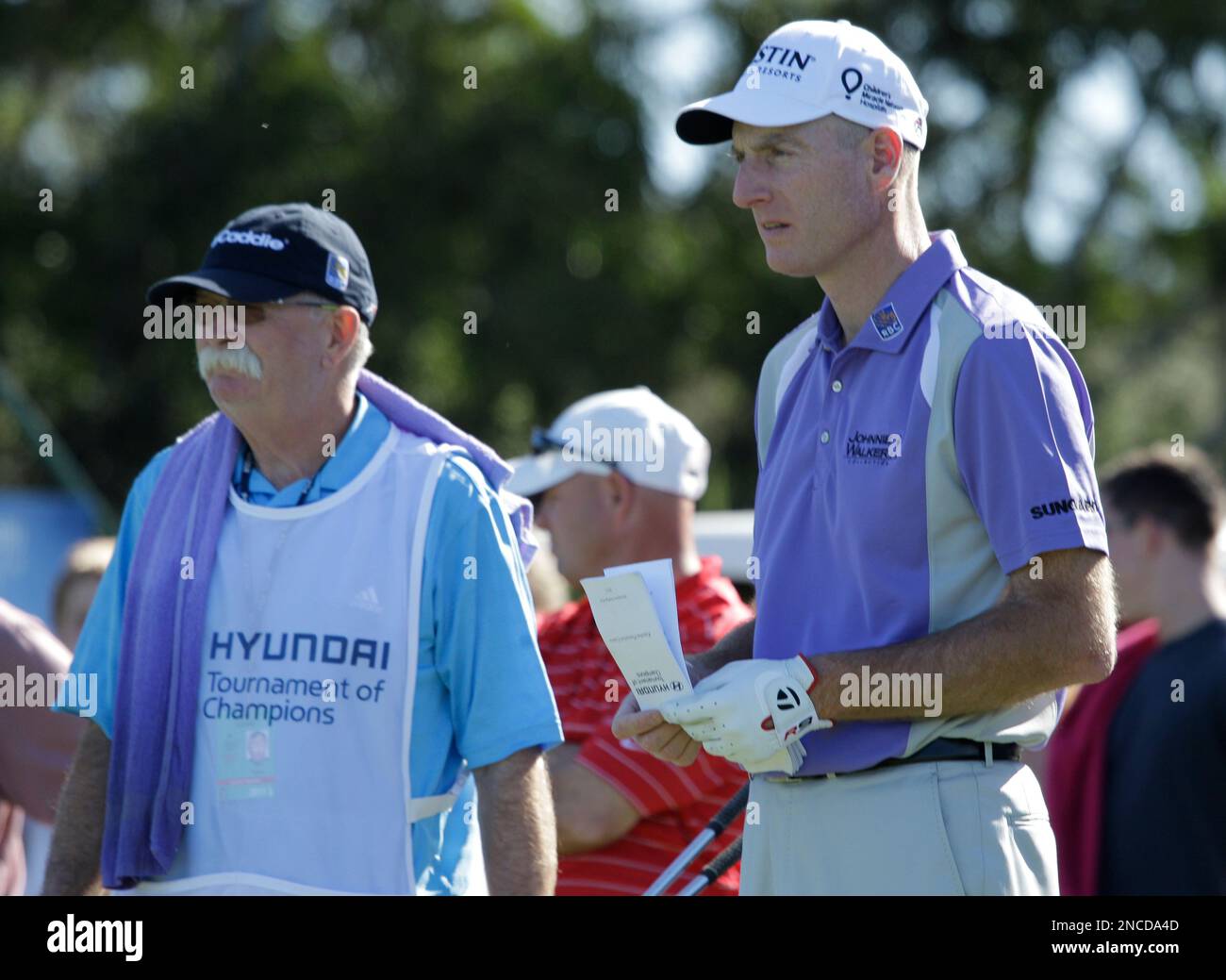 Jim Furyk, right, and his caddie, Mike "Fluff" Cowan during the Hyundai ...