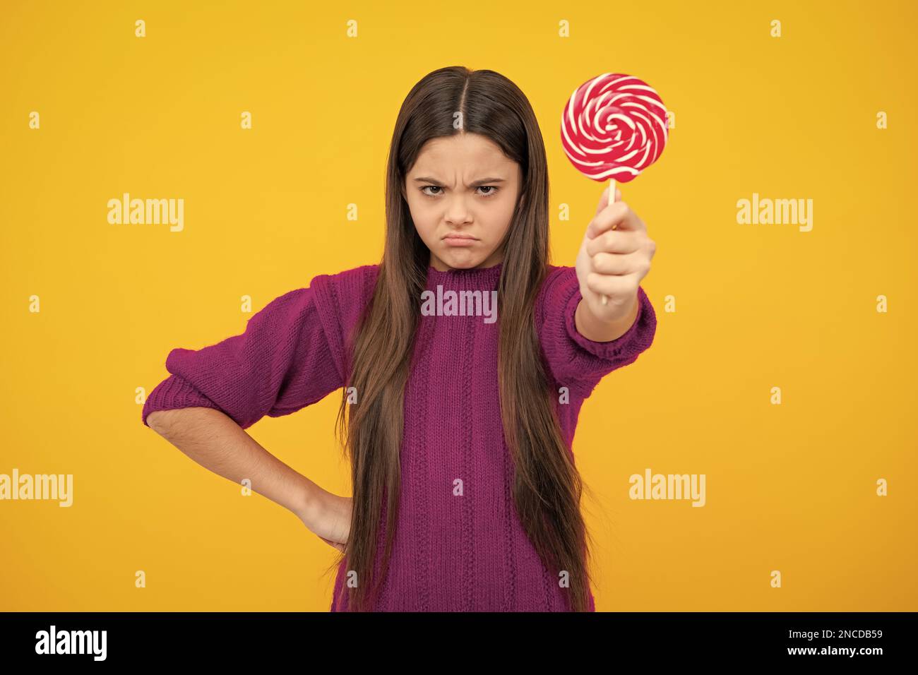 Teenage girl with candy lollipop, happy child 12, 13, 14 years old ...