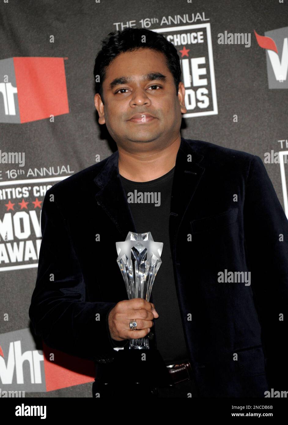 Composer A.R. Rahman poses backstage with his award for best original ...