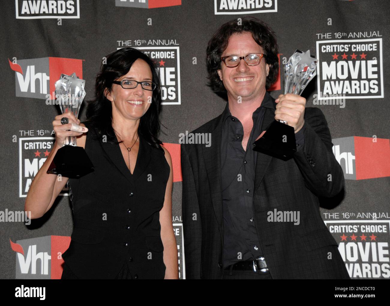 Lesley Chilcott, left, and Davis Guggenheim pose backstage with the ...