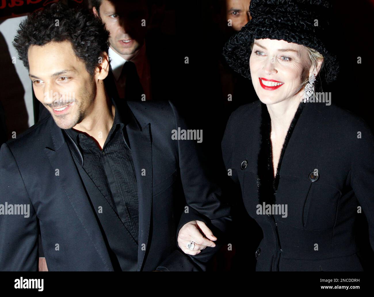 U.S. actress Sharon Stone and French actor Tomer Sisley arrive for the ...