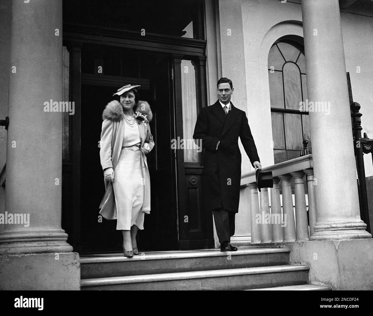 Britain's King George VI and Queen Elizabeth leaving No.3 Belgrave ...
