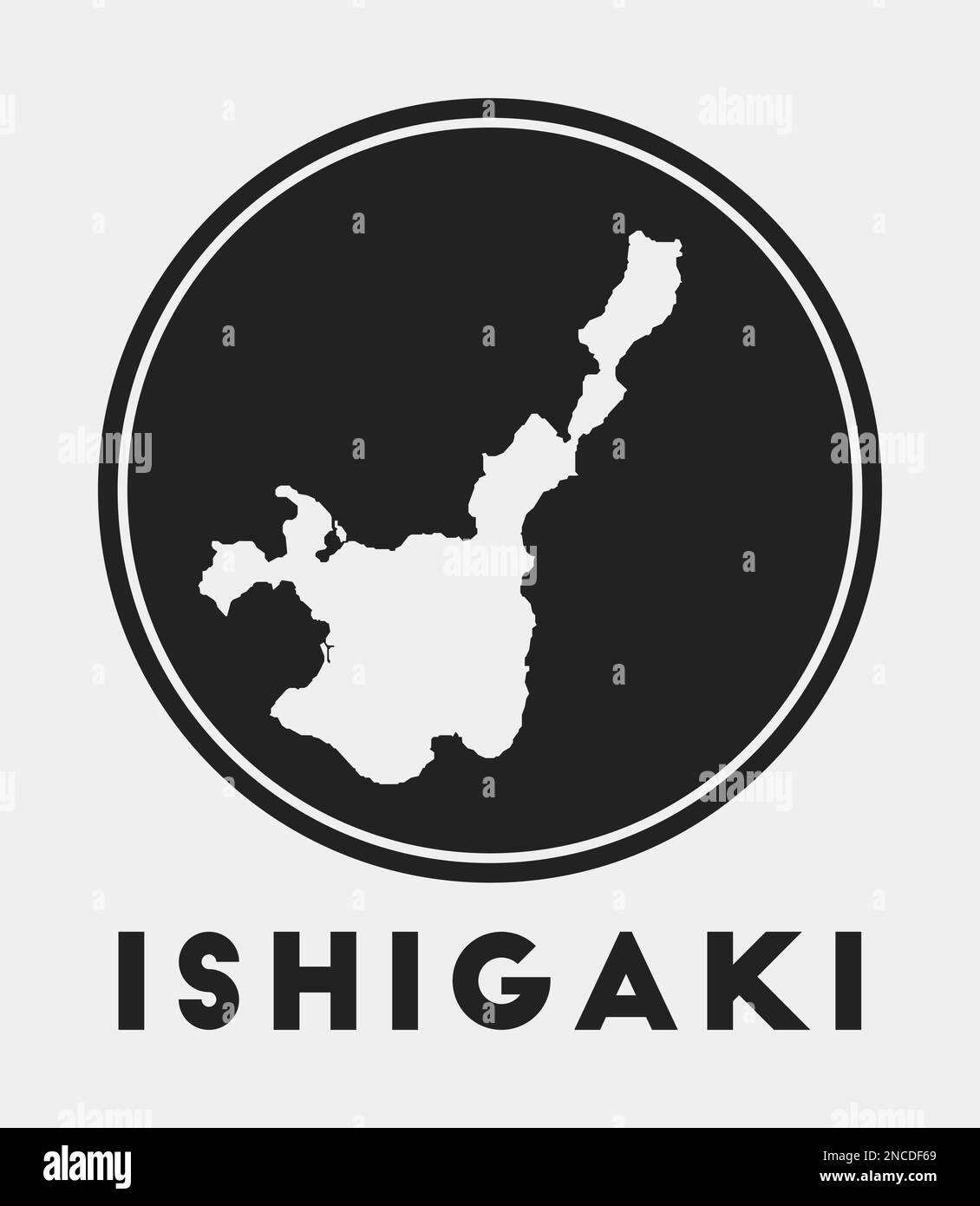 Ishigaki icon. Round logo with island map and title. Stylish Ishigaki ...