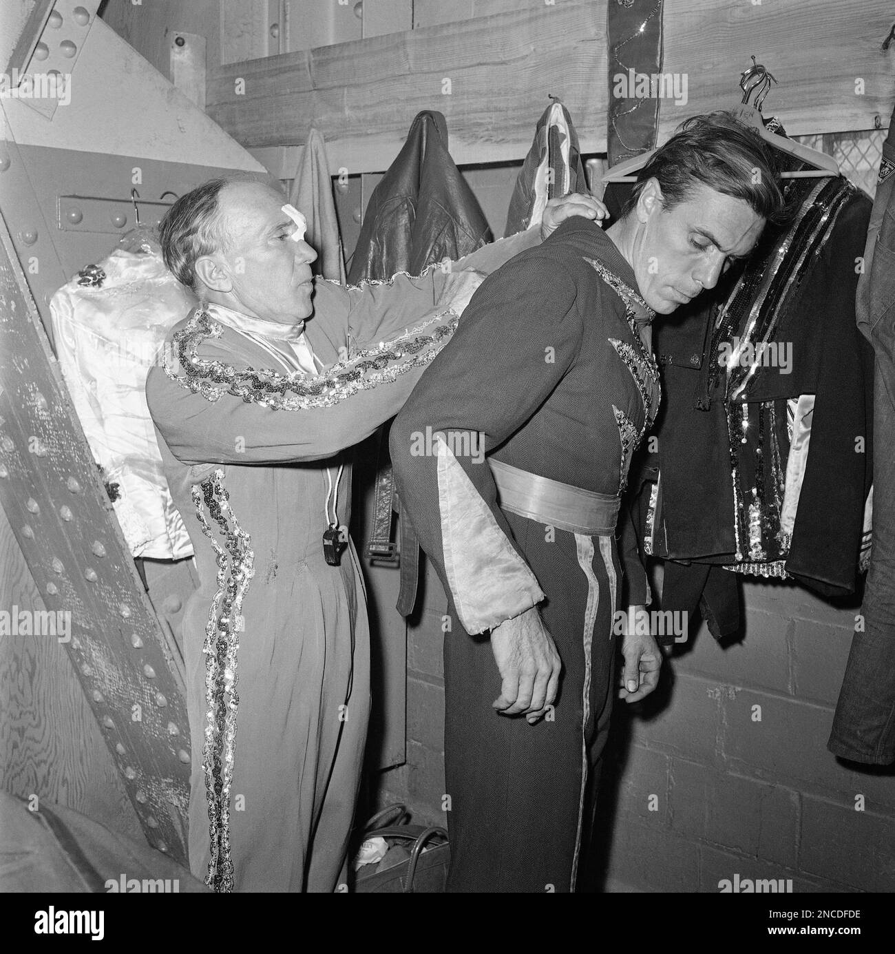 Two members of the Wallenda circus troupe, Herman Wallenda, left, and ...