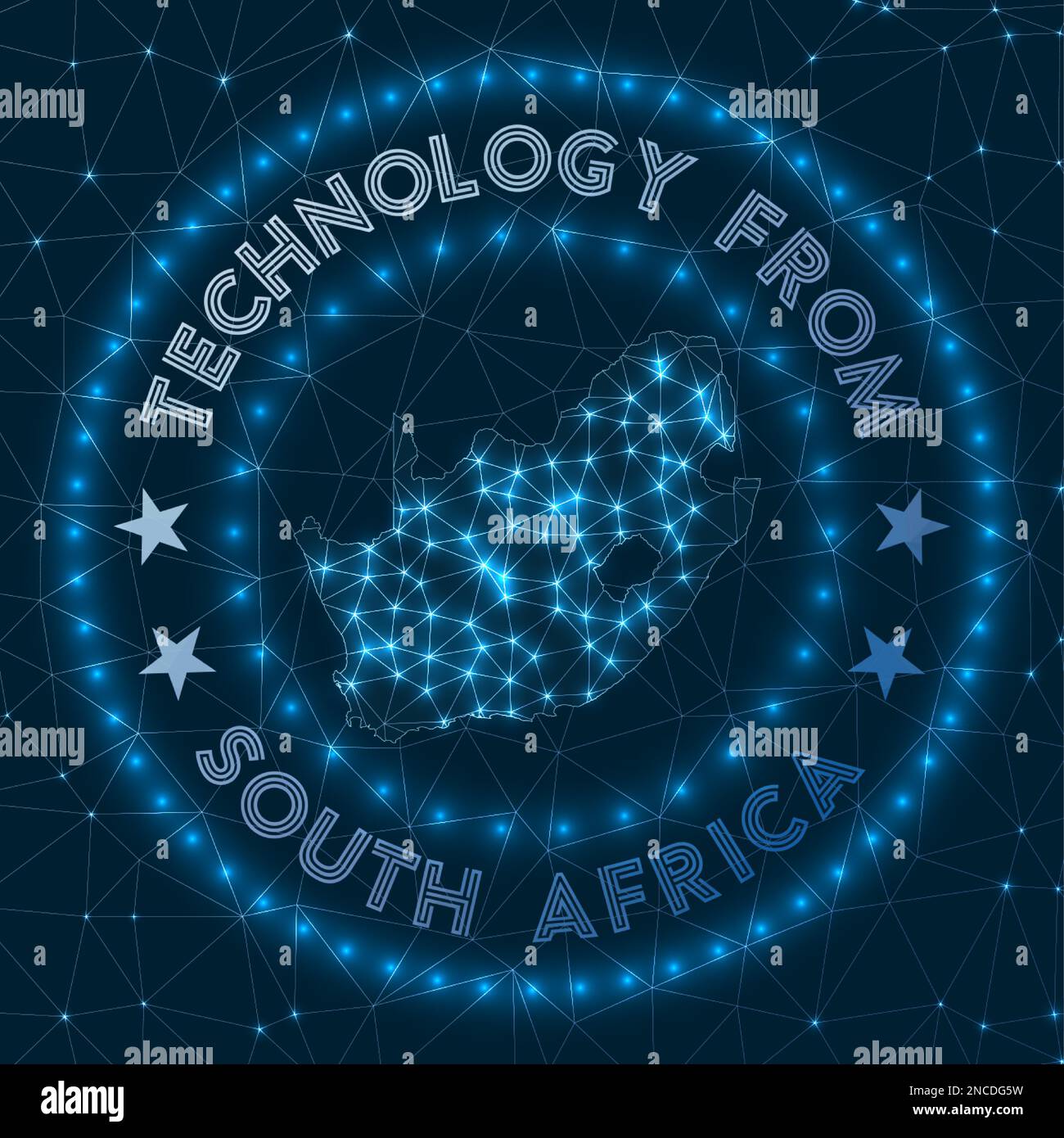 Technology From South Africa. Futuristic geometric badge of the country ...